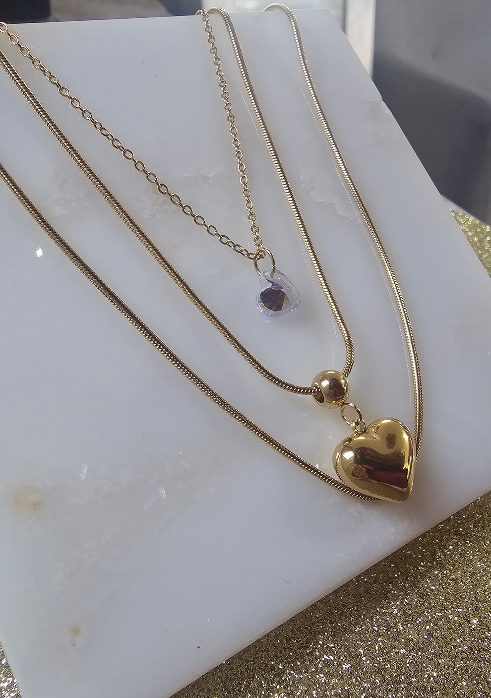 Collier 3 en 1 en acier doré – All Steel